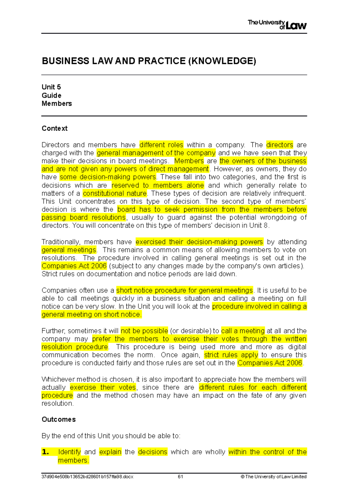 2223 blp ws05 ce01 guide - BUSINESS LAW AND PRACTICE (KNOWLEDGE) Unit 5 ...
