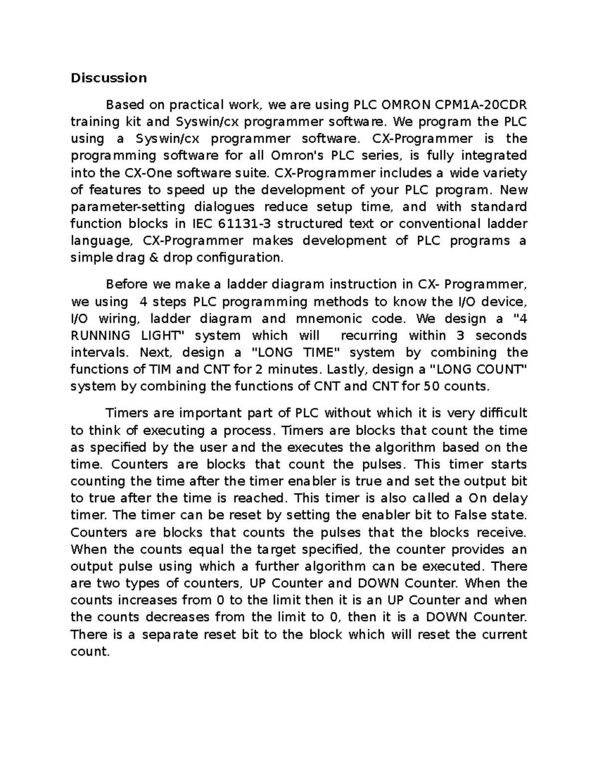 Discussion-lab3c-plc compress - Discussion Based on practical work, we ...