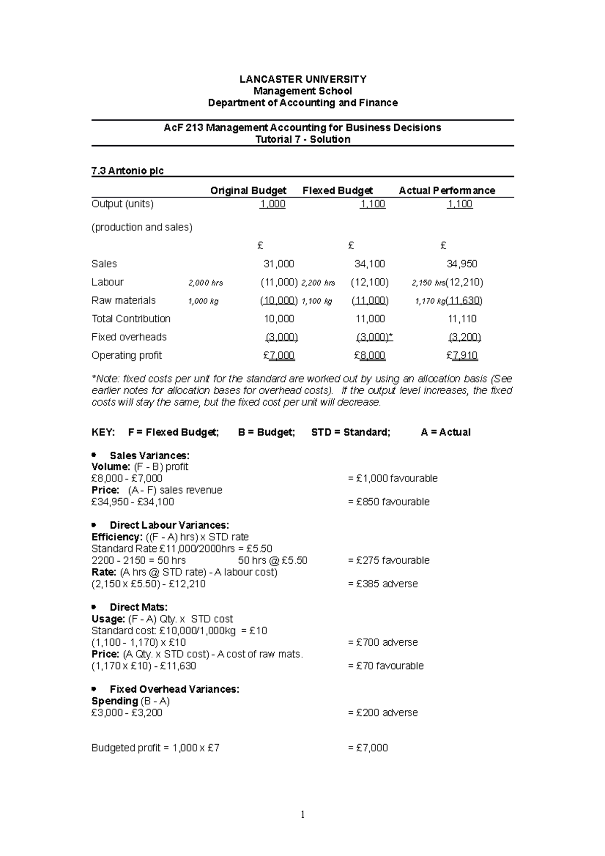 Ac F 213 - Tutorial 7 - Solutions - LANCASTER UNIVERSITY Management ...
