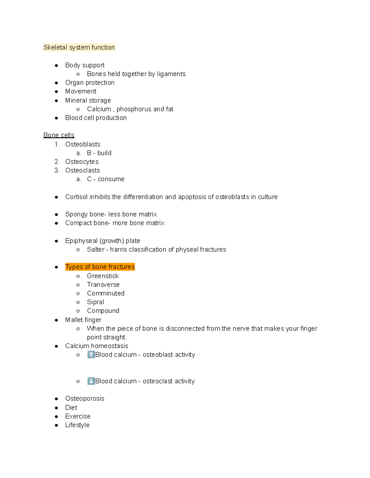 Skeletal system function notes for human anatomy - Skeletal system ...