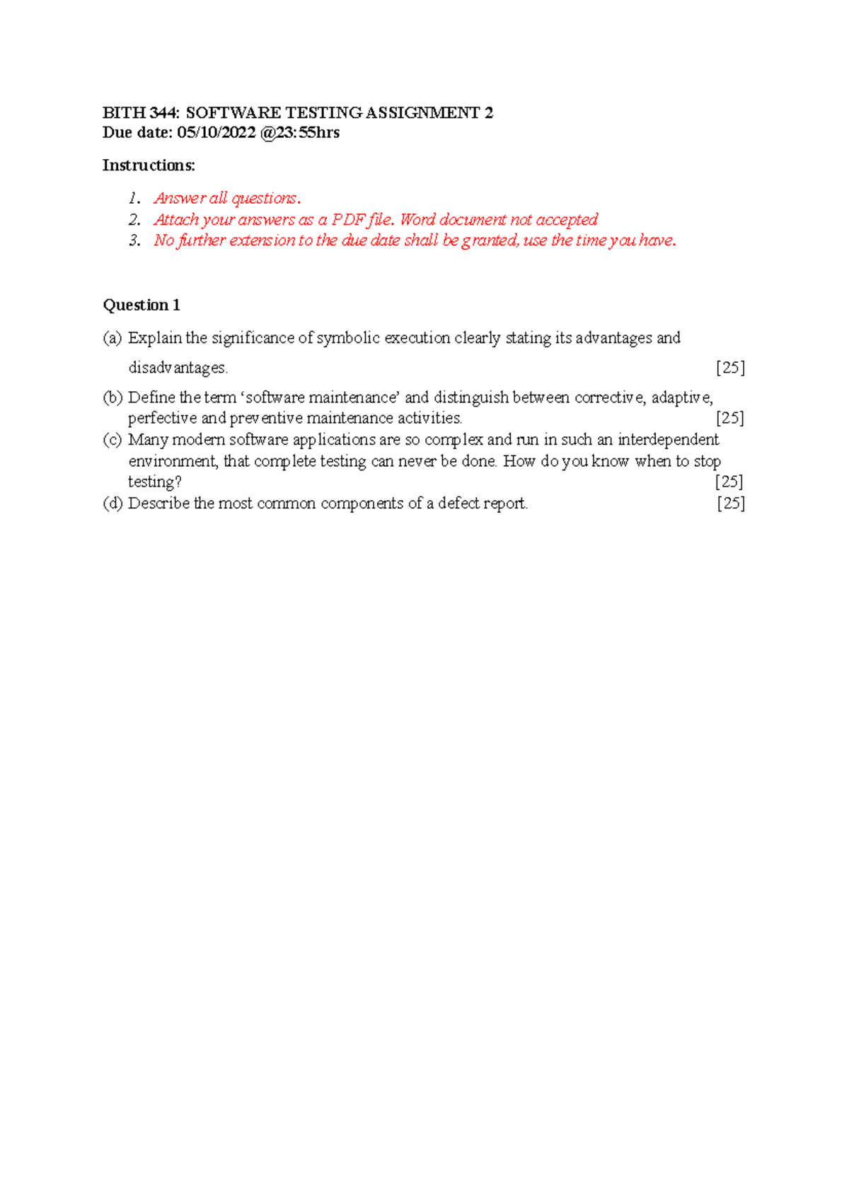 2022 Bith 344 Software Testing Assignment 2 Bith 344 Software Testing Assignment 2 Due Date