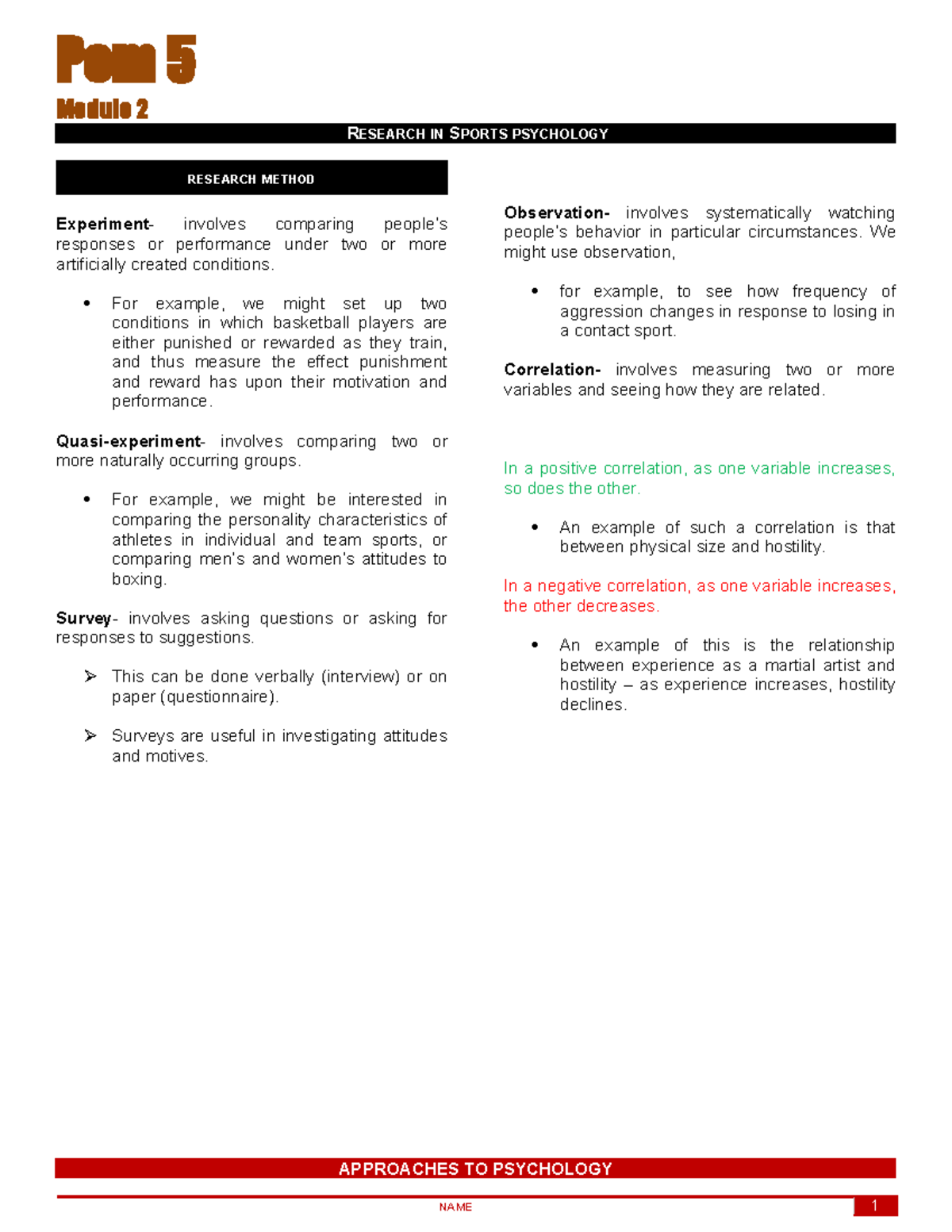 Module 2 pem 5 - EXERCISE AND SPORTS PSYCHOLOGY - Pem 5 Module 2 ...