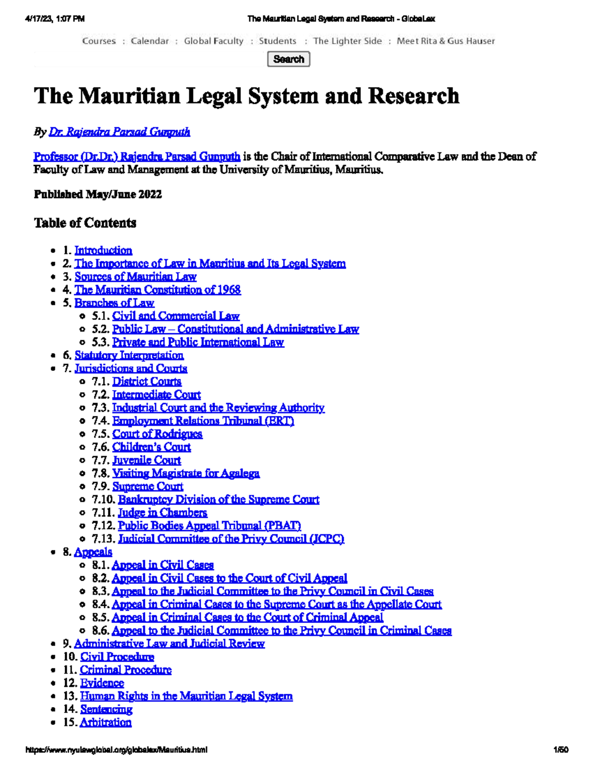 The Mauritian Legal System and Research - Llb - Studocu