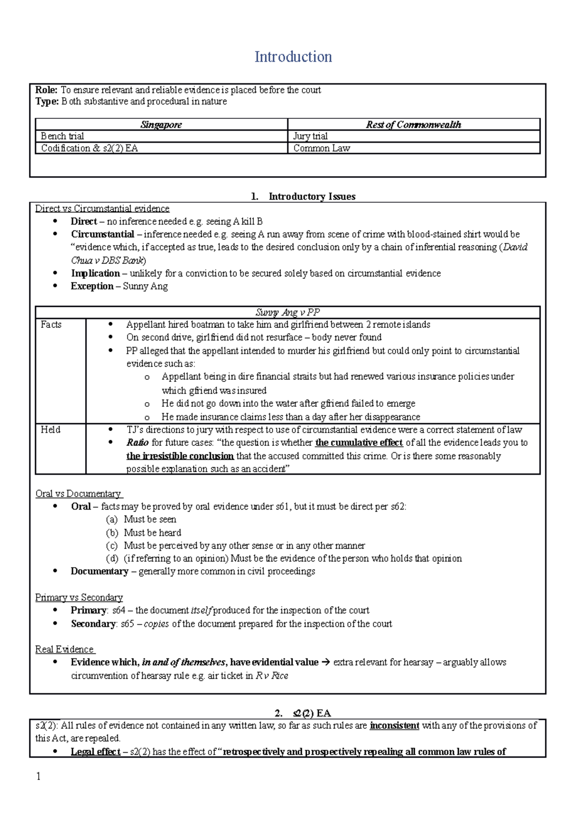 Evidence Final EXAM Notes - Introduction Role: To ensure relevant and ...