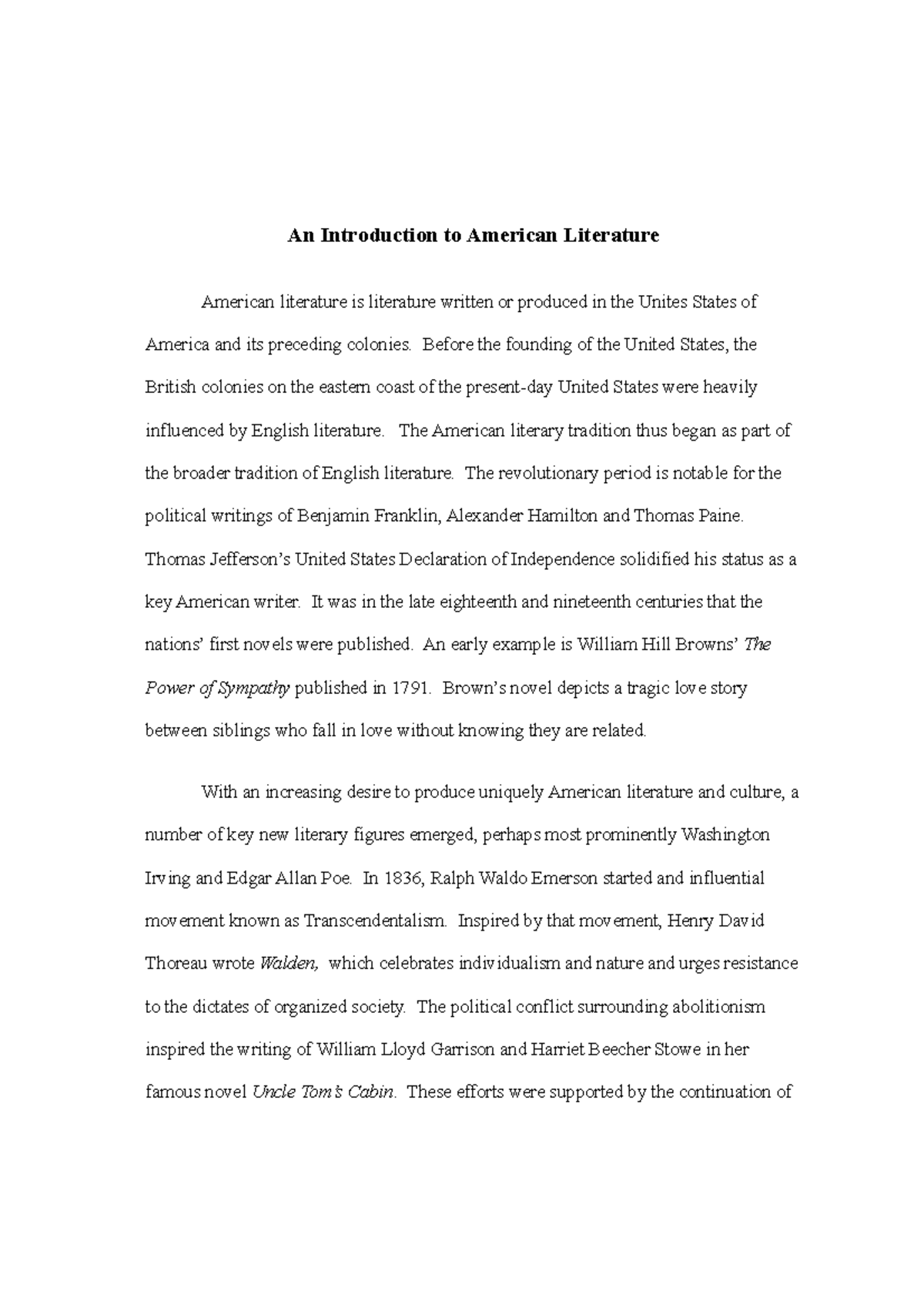 An Introduction to American Literature - An Introduction to American ...