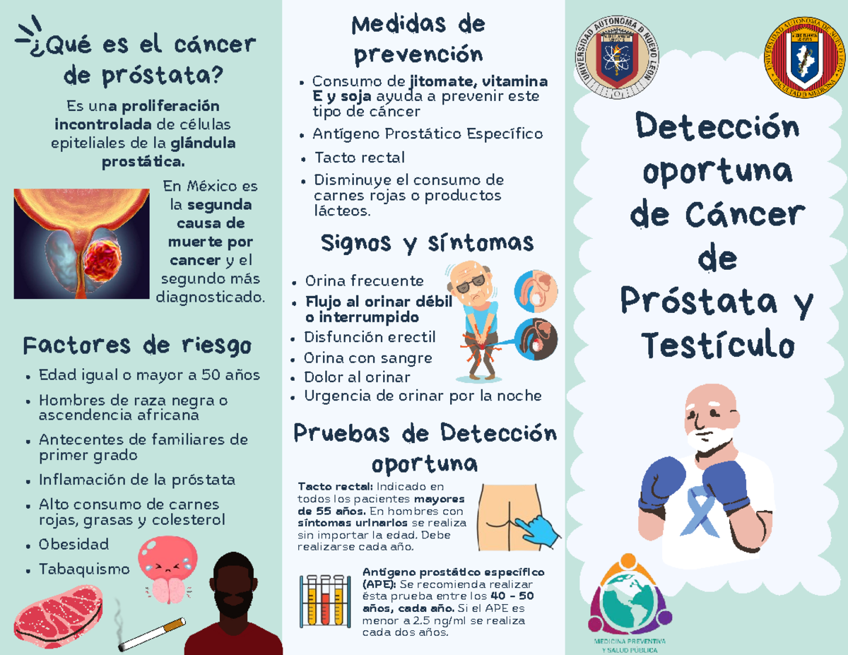 Triptico Cancer de testiculo - Detección oportuna de Cáncer de Próstata ...