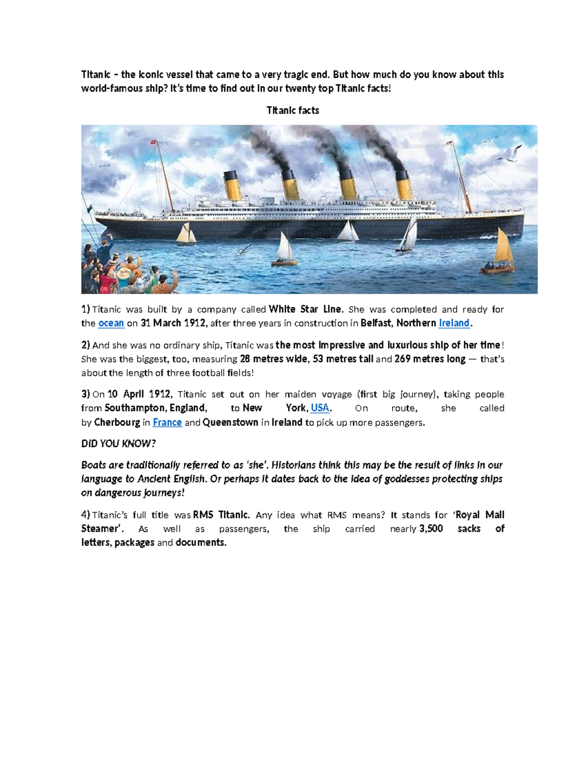 Titanic facts - Titanic – the iconic vessel that came to a very tragic ...