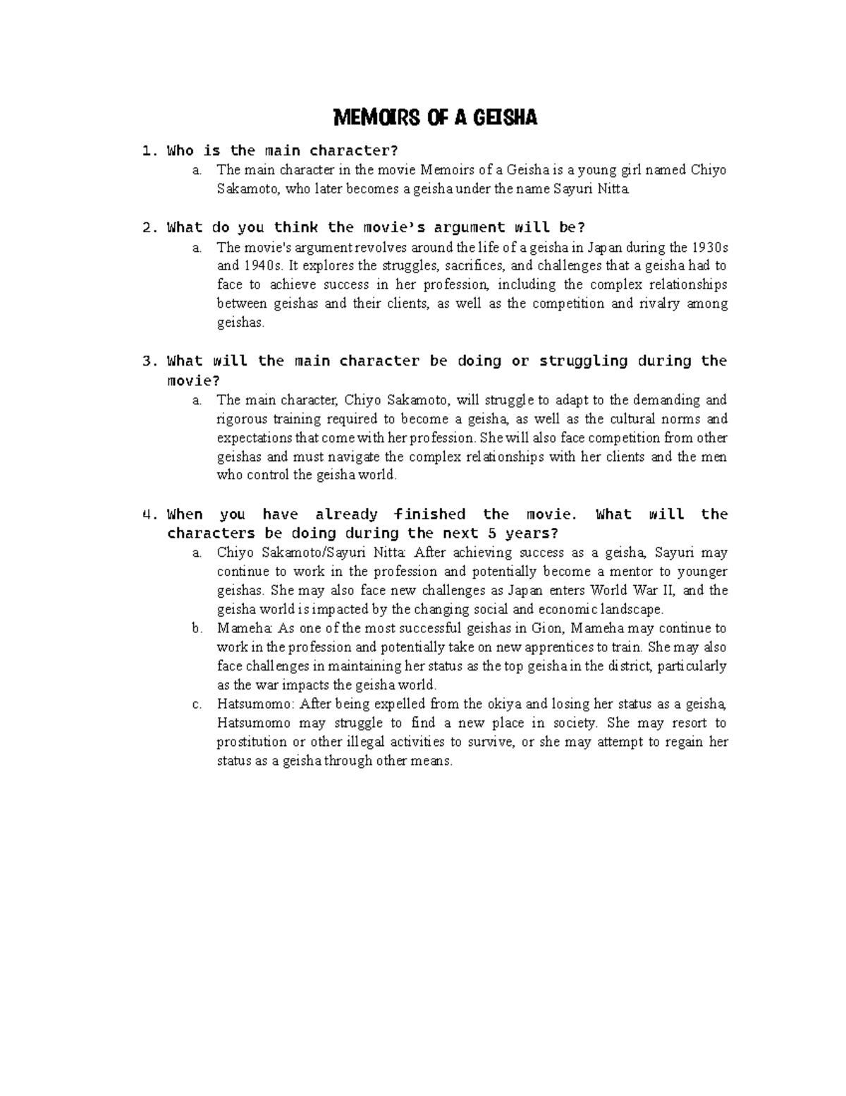 Memoirs of a Geisha - Comentario de película - Memoirs of a Geisha Who ...