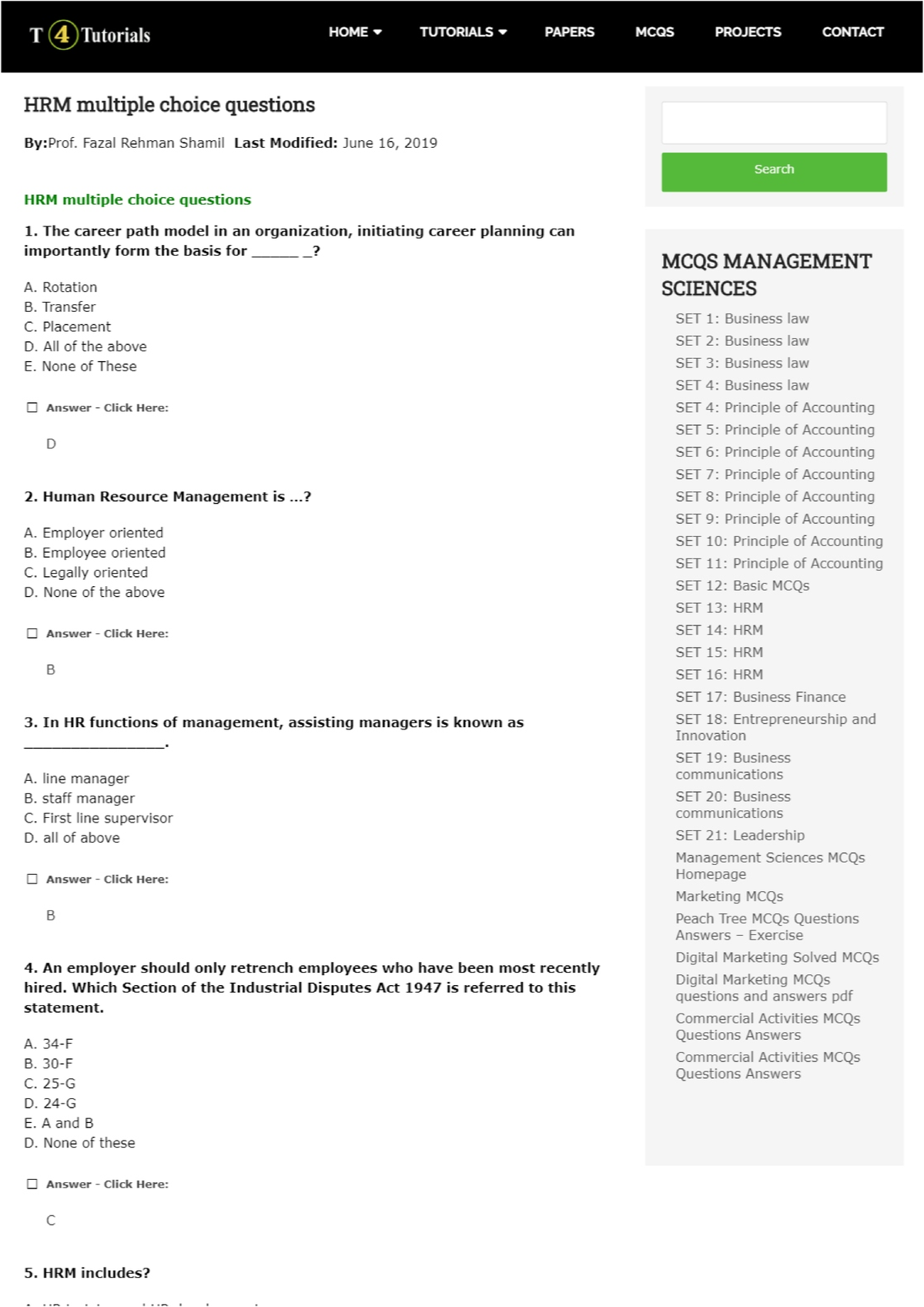 SET 15 HRM MCQs in PDF PPSC - managrrial accounting - Studocu