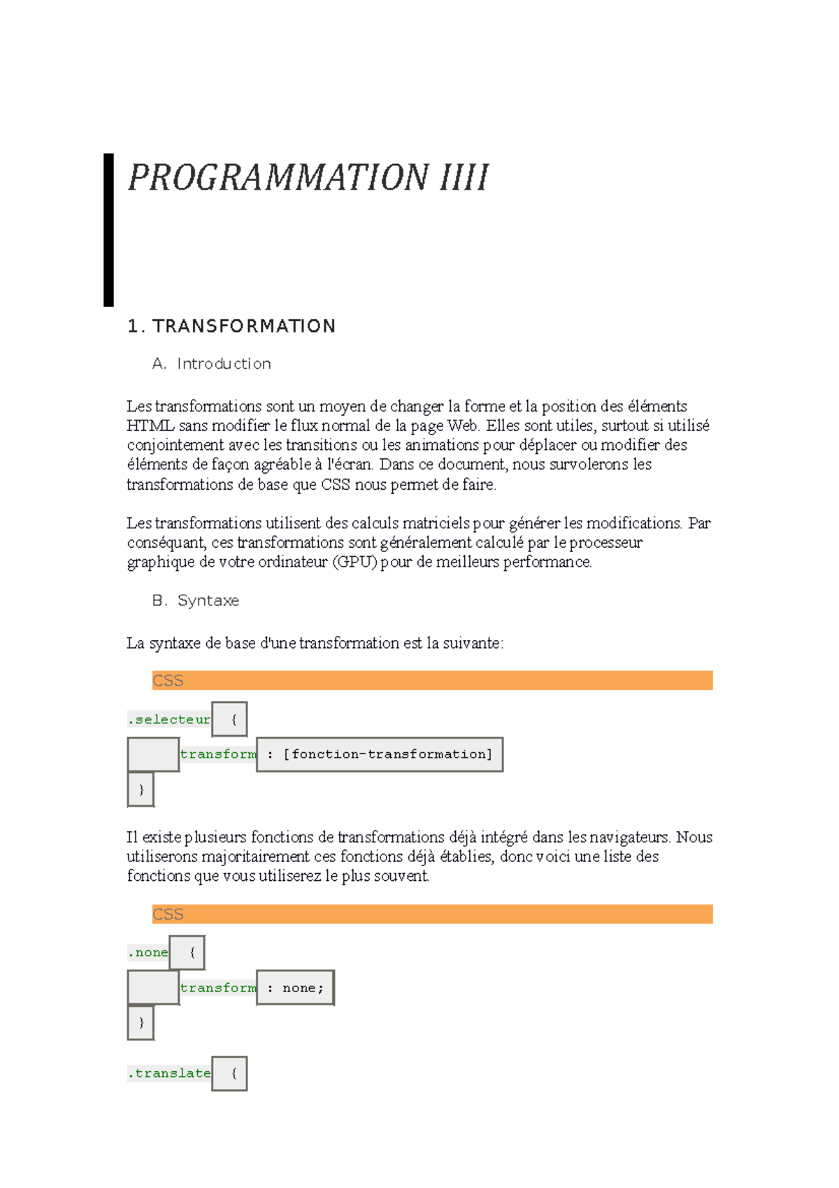 Programmation III - Notes Cours Prt 8 - PROGRAMMATION IIII 1 ...