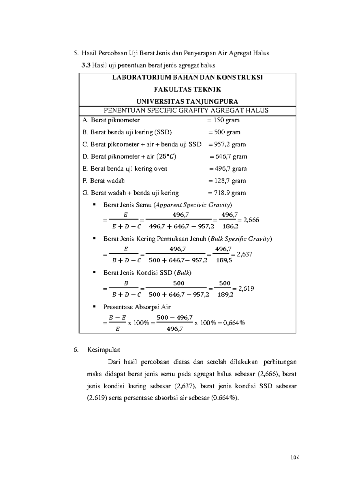BAB 3 NEW-63 - BAB 3 NEW-63 - 104 Hasil Percobaan Uji Berat Jenis dan ...