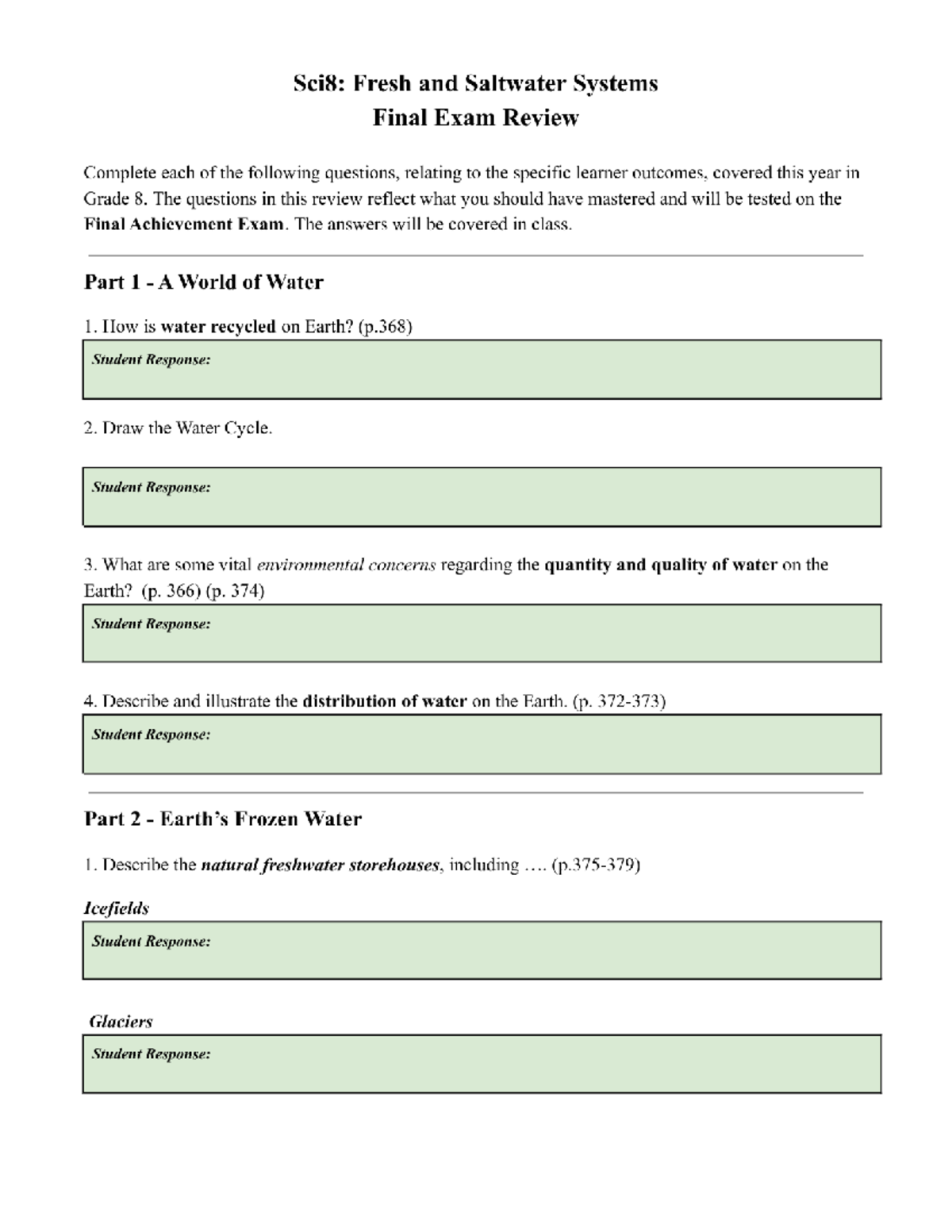 Sci8 Fresh and Salt Water Systems Final Exam Review - Attachment PDF ...