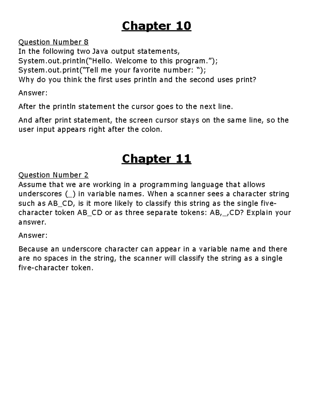 Assignment 4 for COMP 200 in Athabasca University - Chapter 10 Question ...