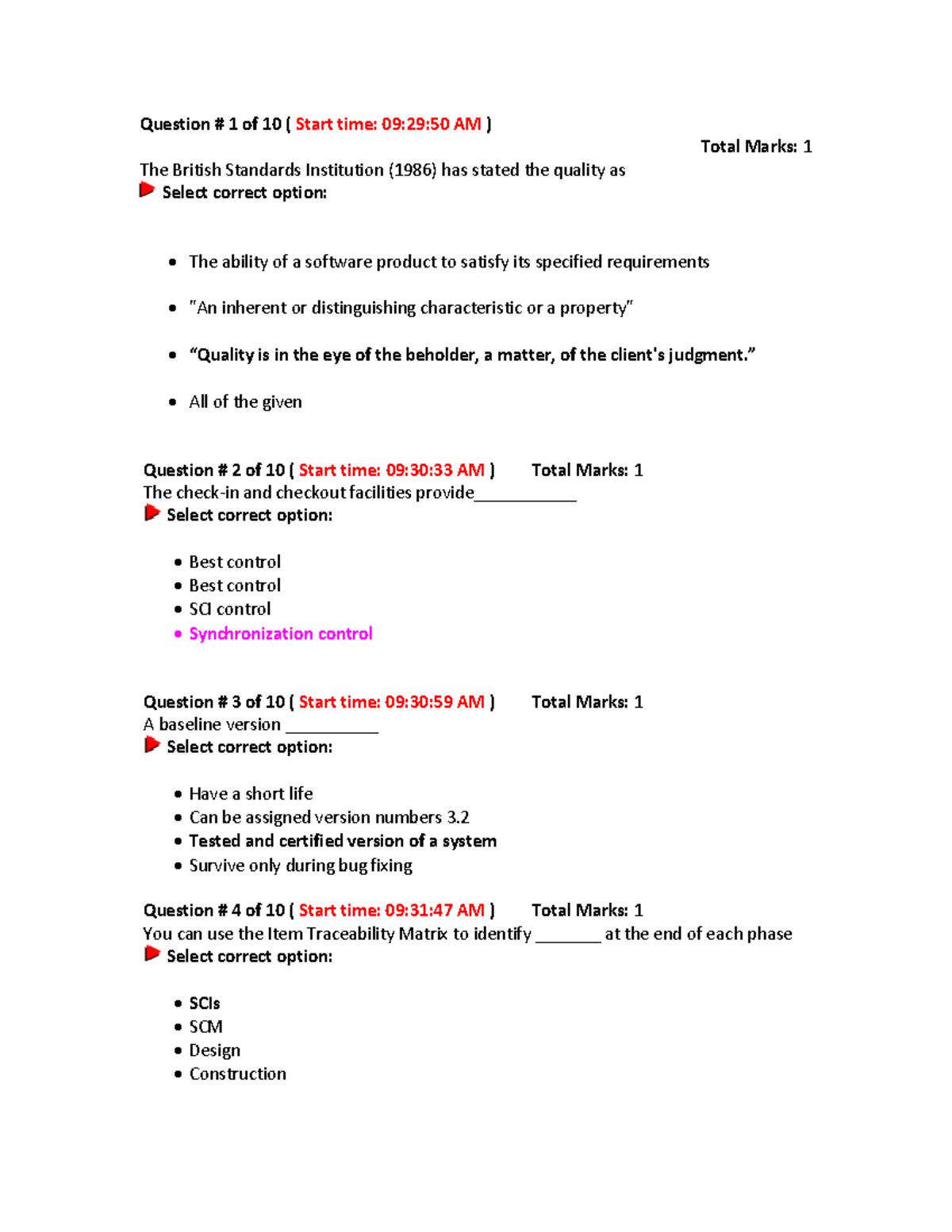 Cs615 Mcqs Mega File Question 1 Of 10 Start Time 092950 Am Total Marks 1 The 0766