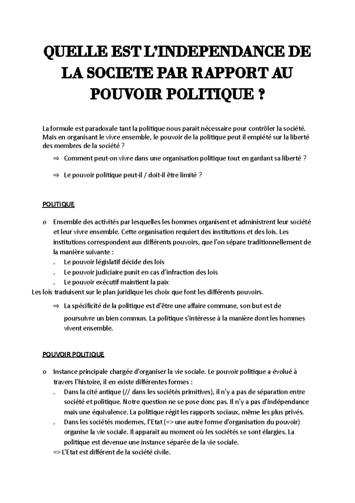 La-politique - Le cours est une approche philosophique du thème de la ...