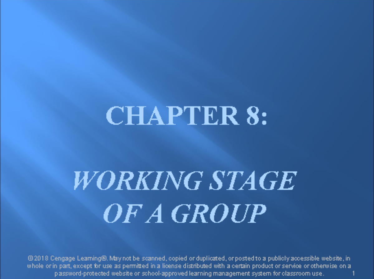 HUMS 206 Ch. 8 PPT - Lecture notes 8 - CHAPTER 8: WORKING STAGE OF A ...