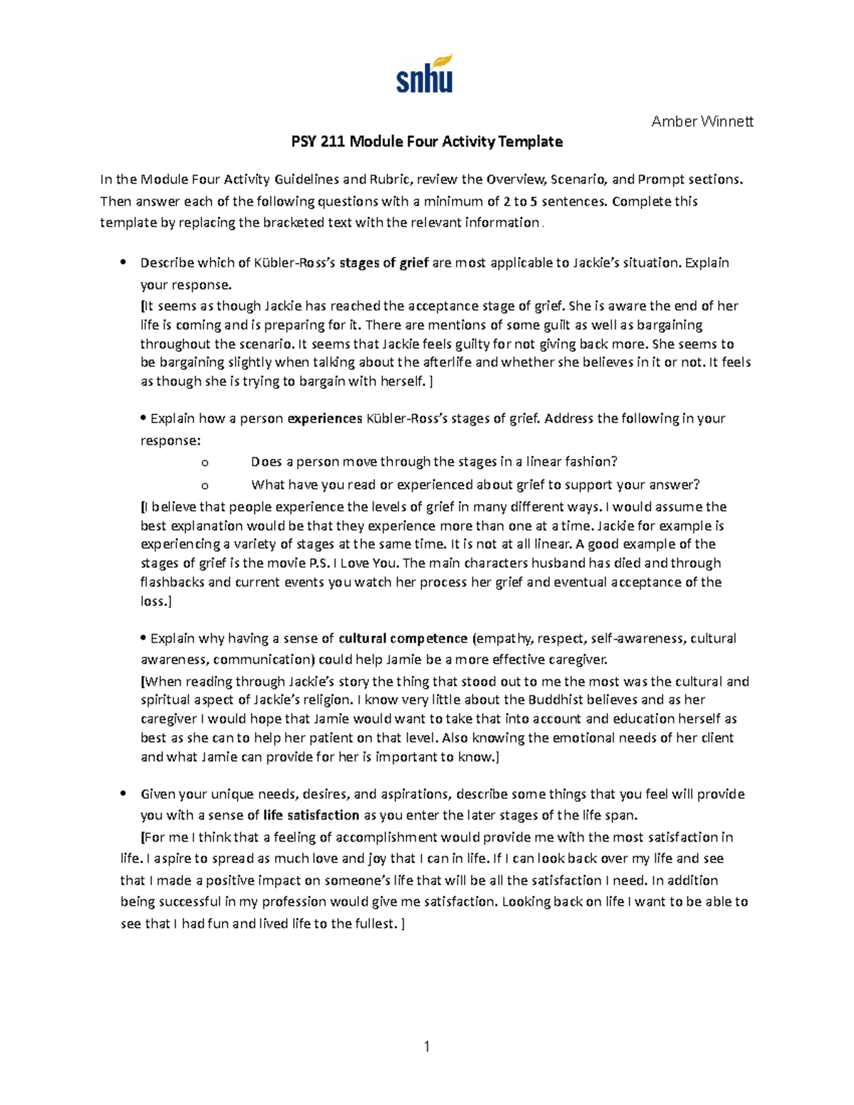 Module 4 Activity - Amber Winnett PSY 211 Module Four Activity Template ...