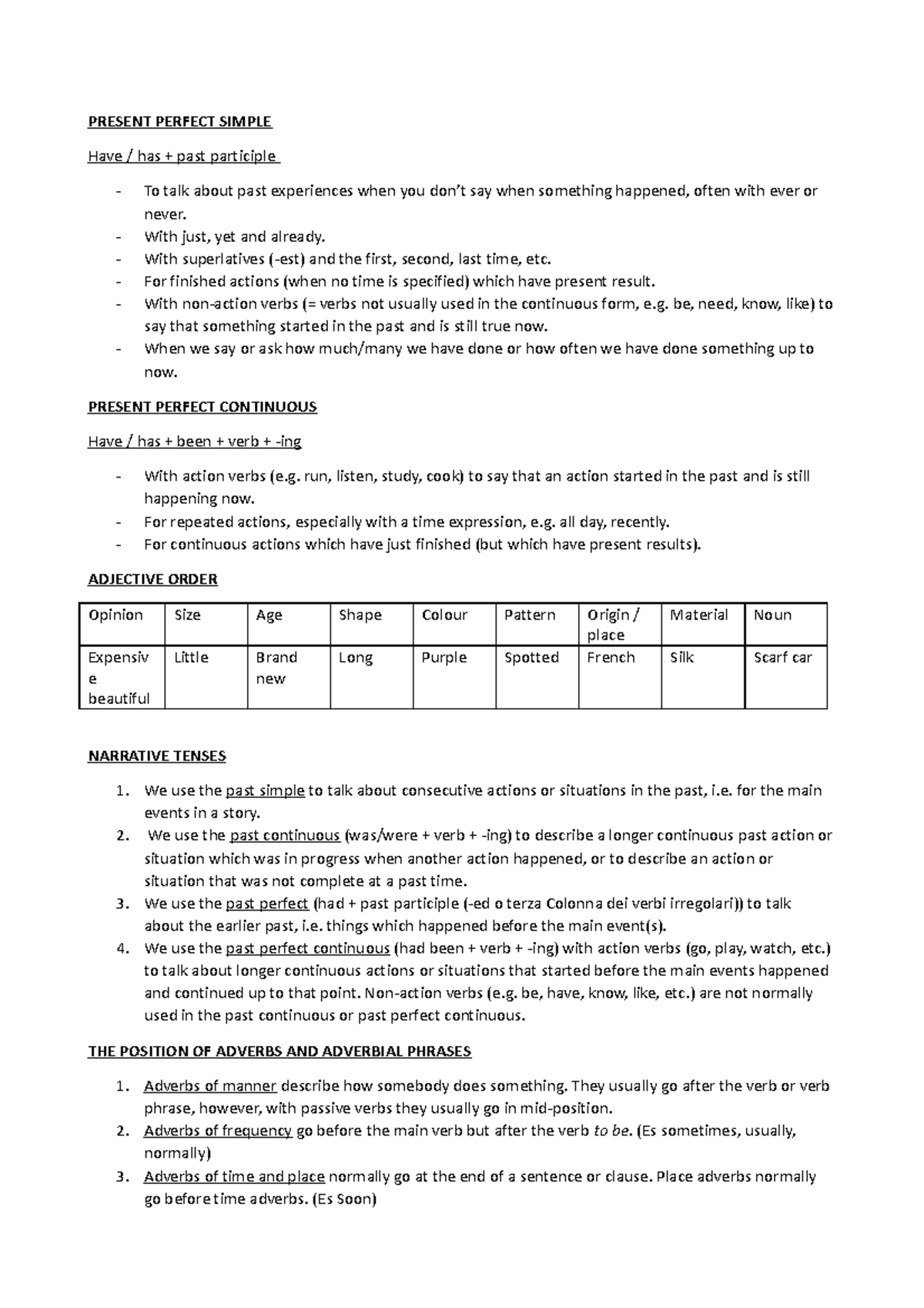 Regole Grammatica - PRESENT PERFECT SIMPLE Have / has + past participle ...