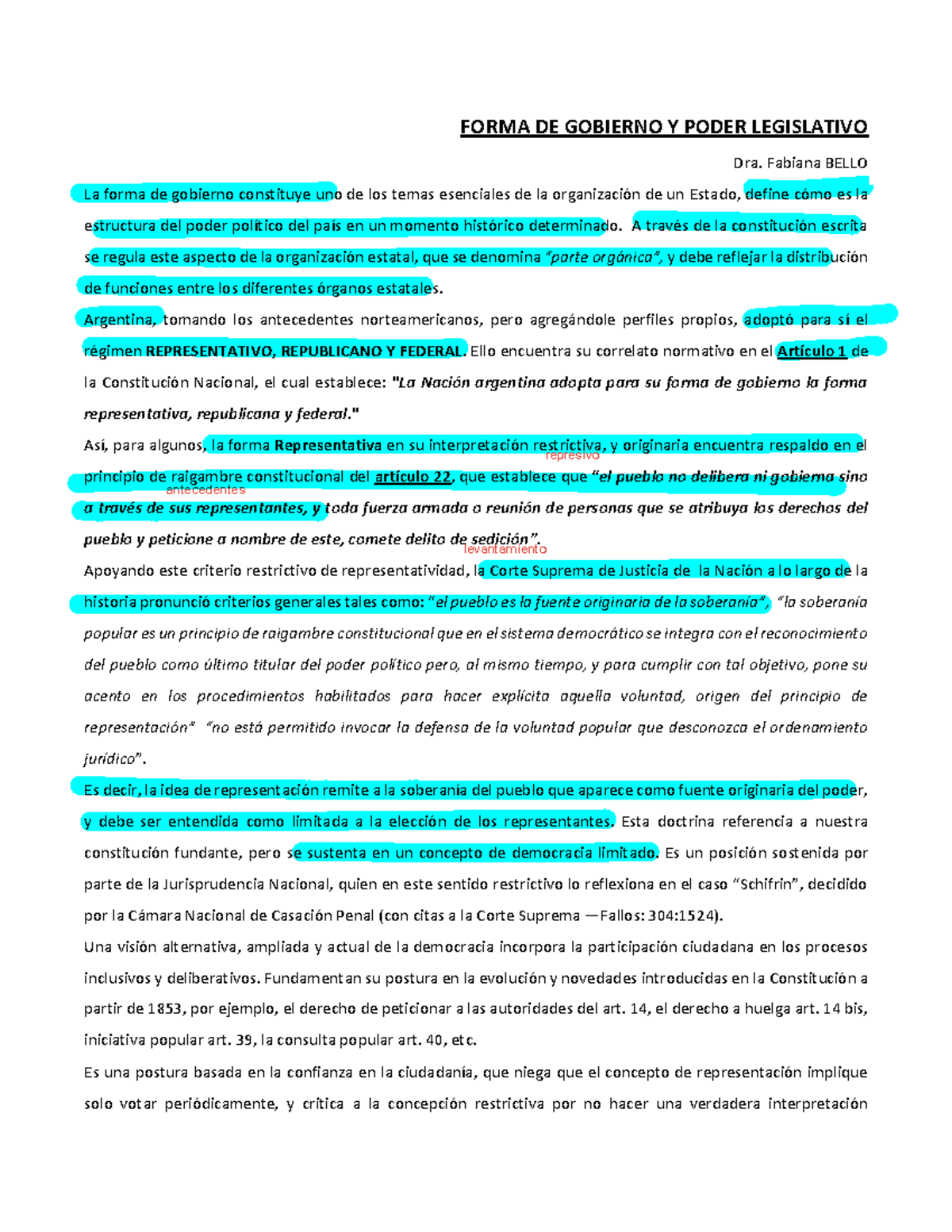 U10 forma de gobierno y poder legislativo dra bello - FORMA DE GOBIERNO ...