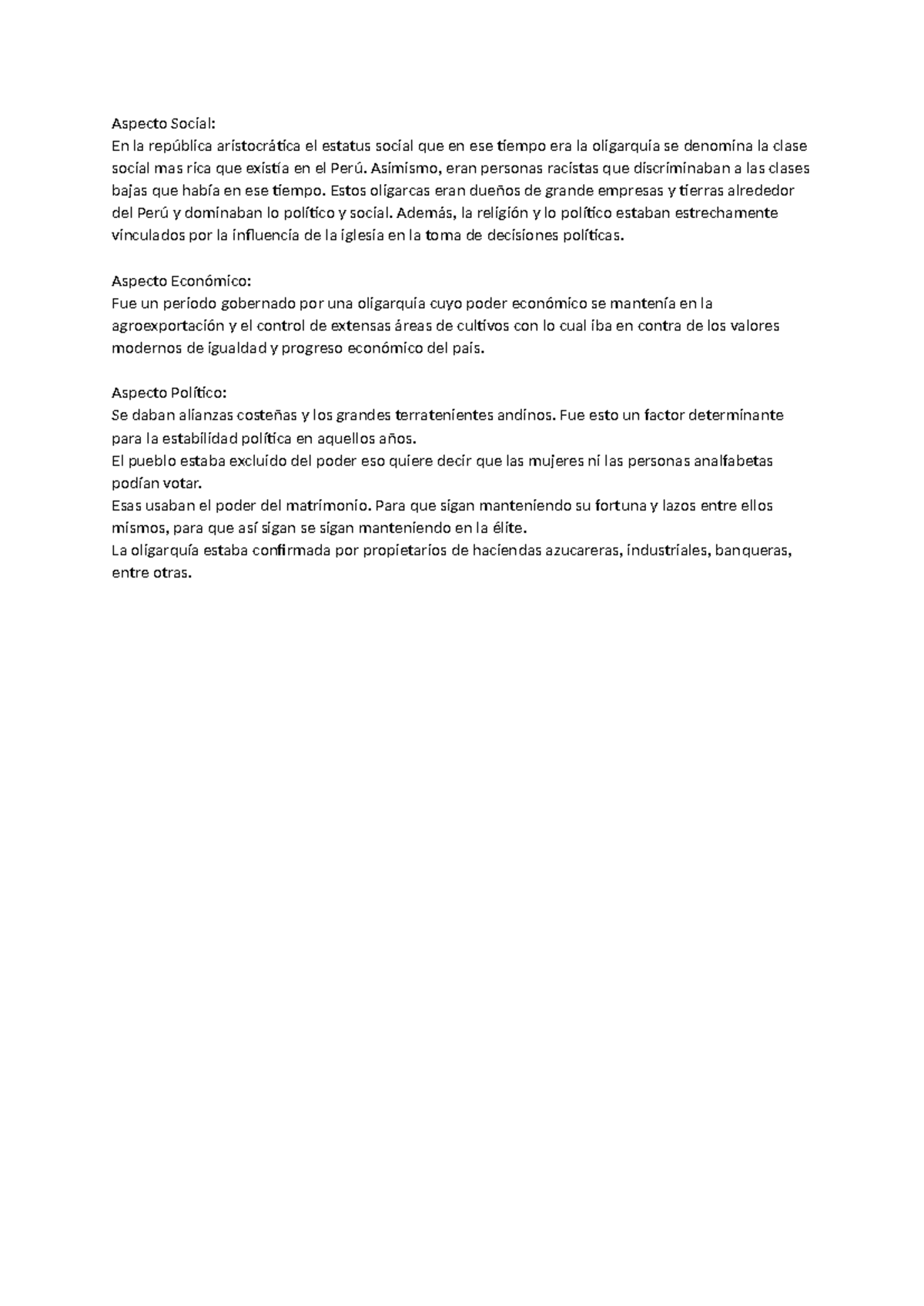 Aspecto Social (1895-1919) - Aspecto Social: En la república ...