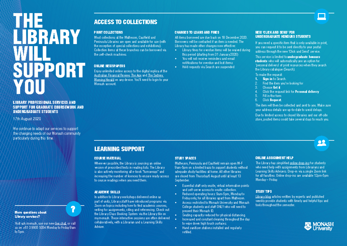 Library support - Discussion note - THE LIBRARY WILL SUPPORT YOU We ...