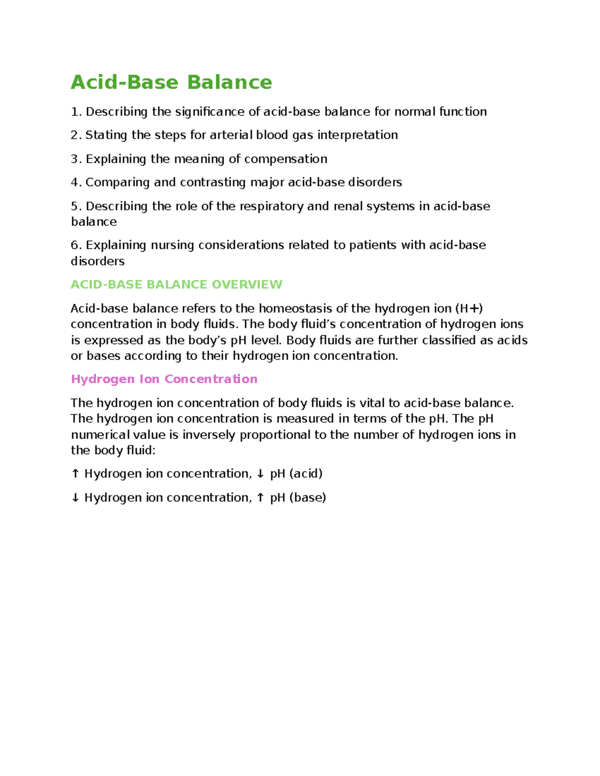 Acid- Base Balance - nursing Anatomy and physiology - Acid-Base Balance ...
