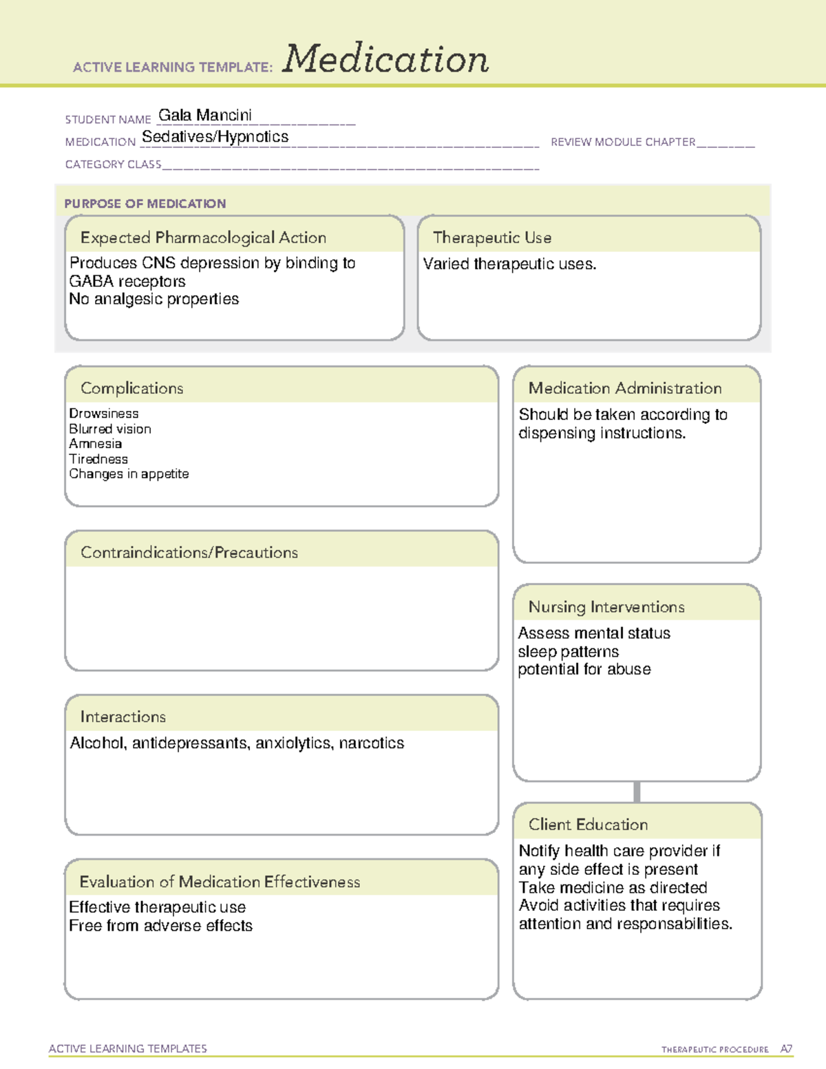 Sedatives:Hypnotics med template - ACTIVE LEARNING TEMPLATES ...