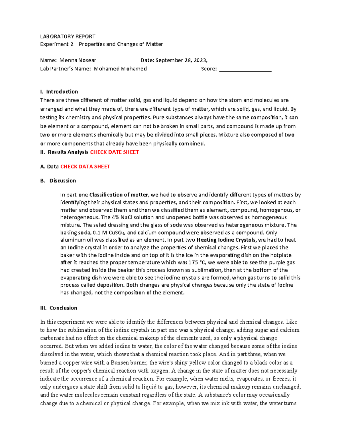 LAB+ Report+2 - lab 2 - LABORATORY REPORT Experiment 2 Properties and ...