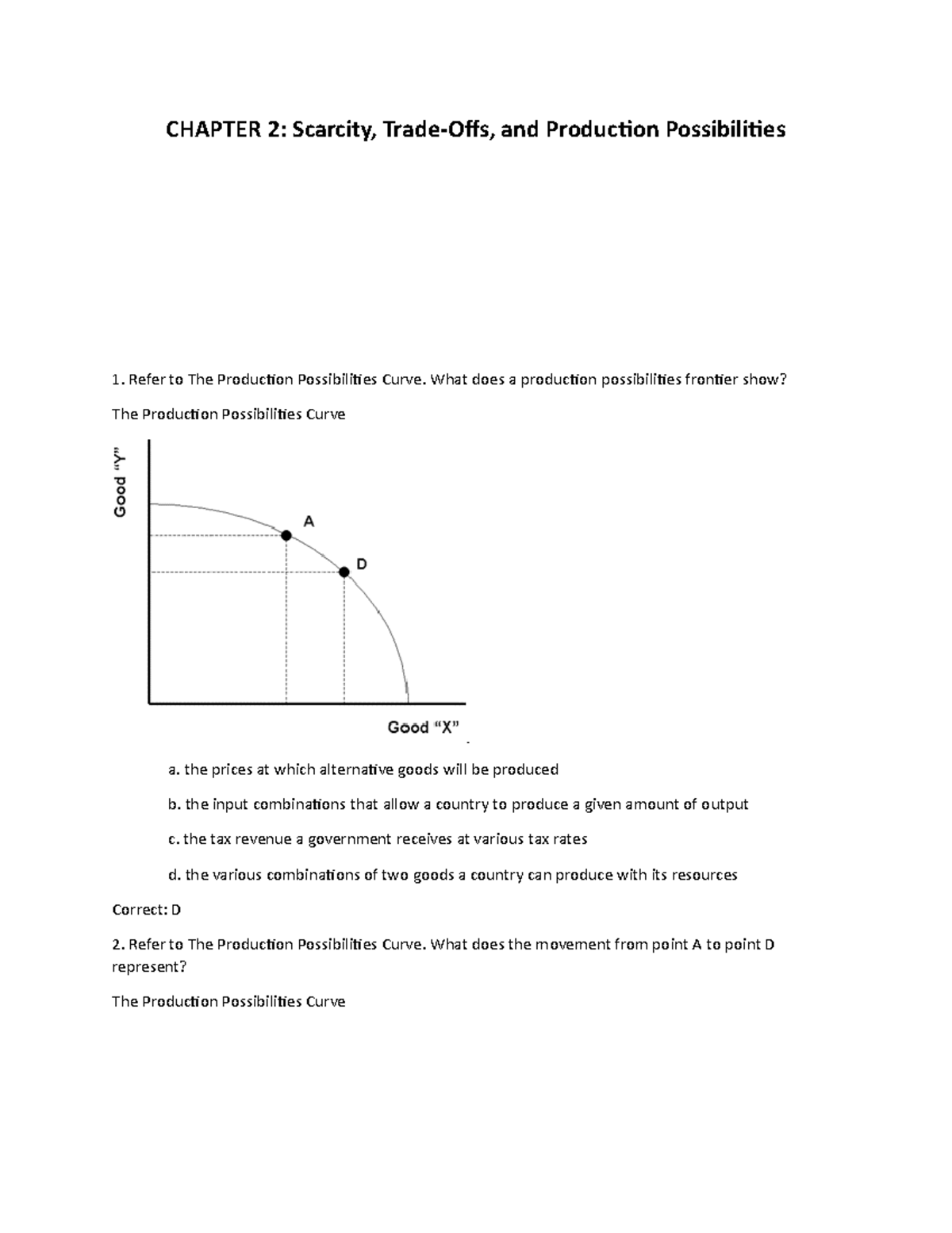 Chapter 2 Scarcity, Trade-Offs, and Production Possibilities - CHAPTER ...