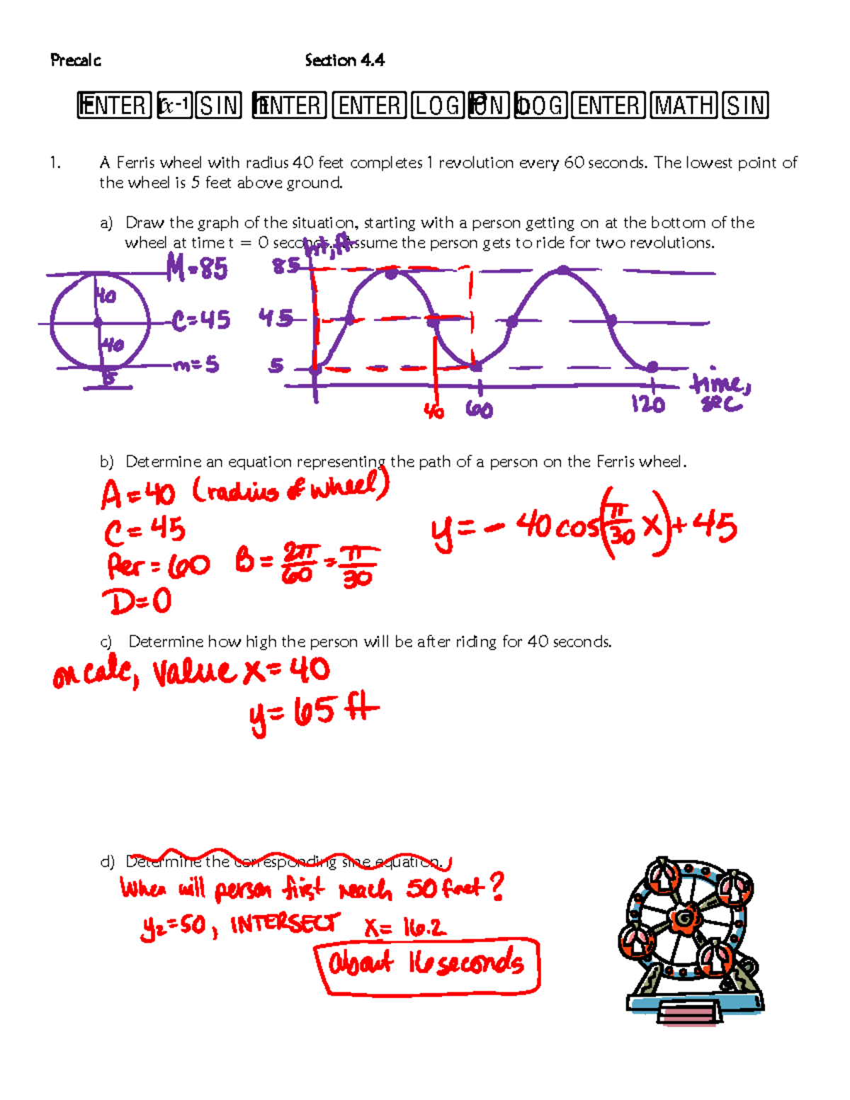 4 - Example Problems - Precalc Section 4. 4 Ferris WheelProblems A ...