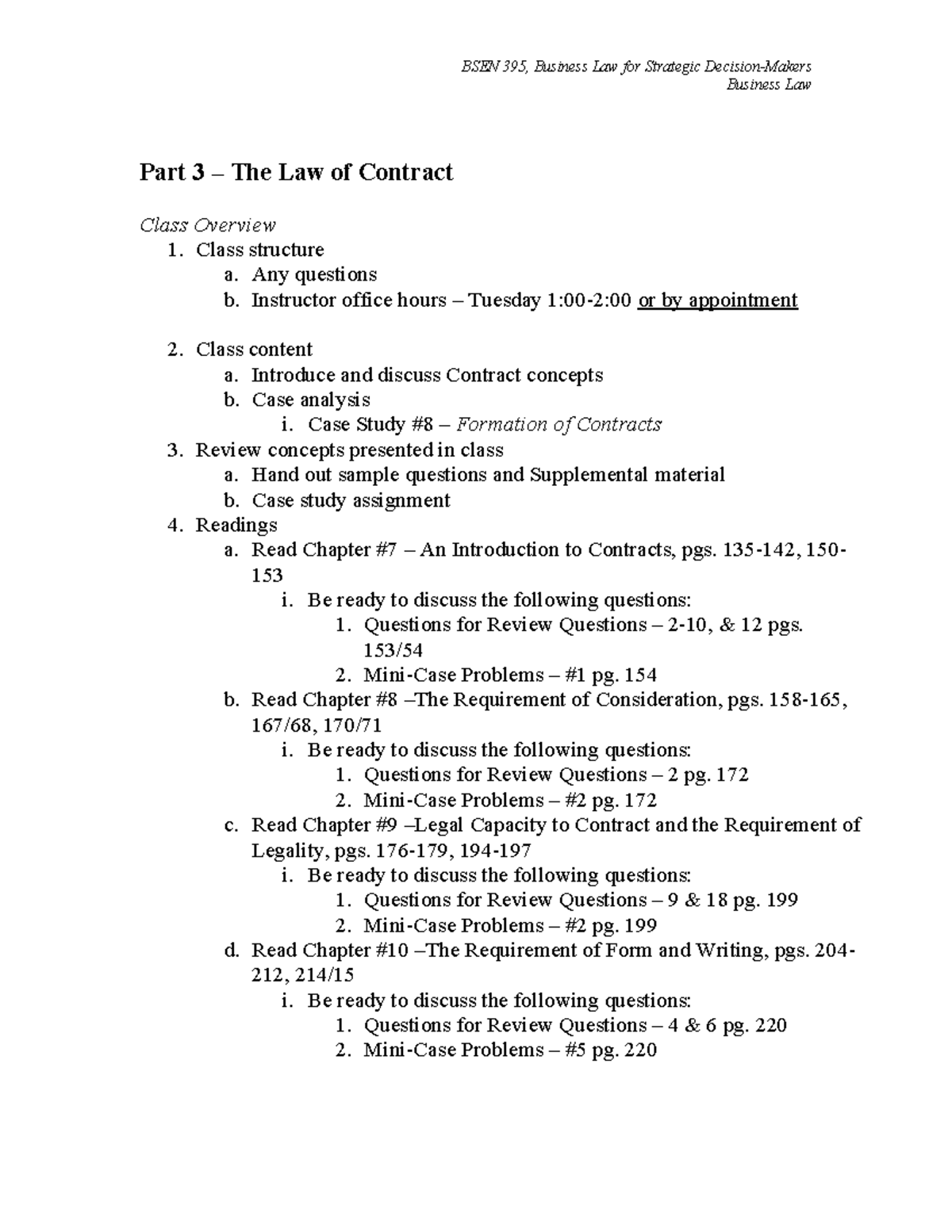 Part #3 The Law of Contract Formation of Contracts - Business Law Part ...