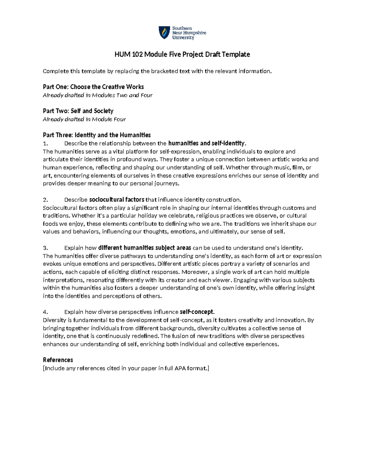 HUM 102 Module Five Project Draft Template - HUM 102 Module Five ...