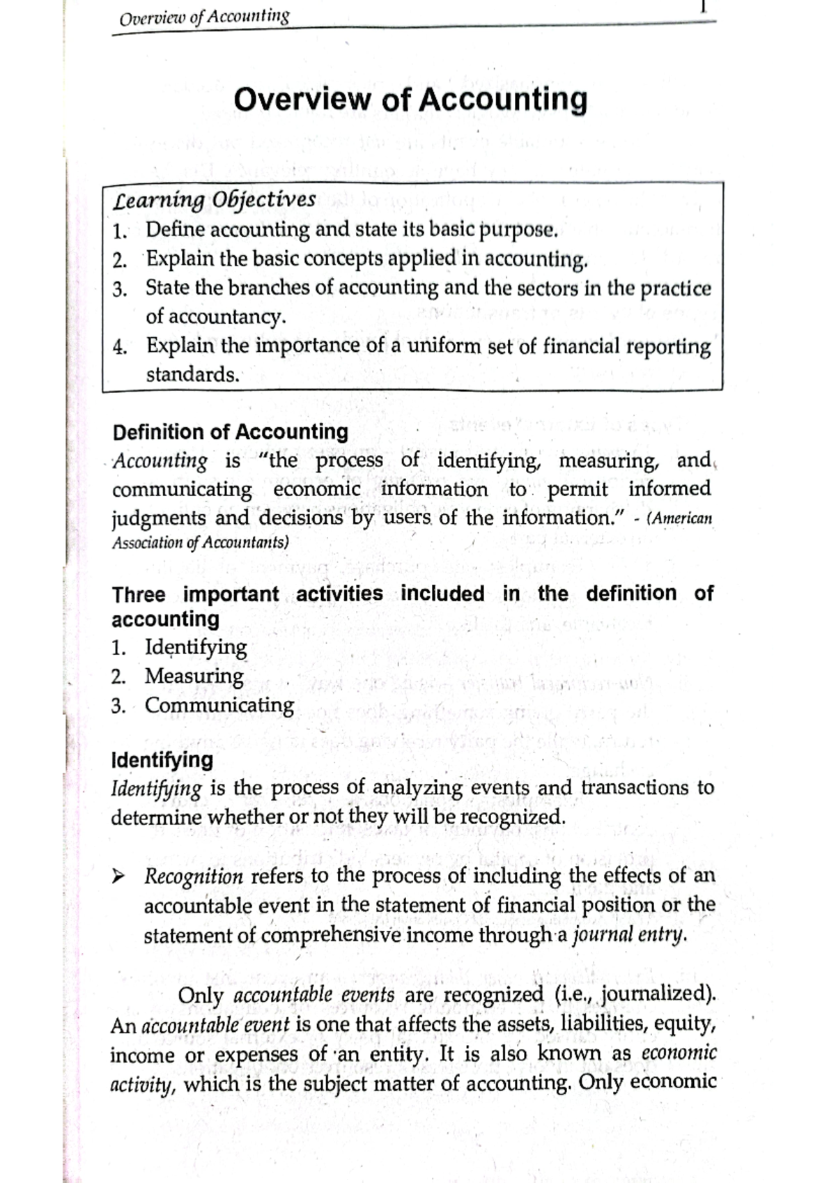 Overview-Accounting - Important notes - Overview of Accounting Overview ...