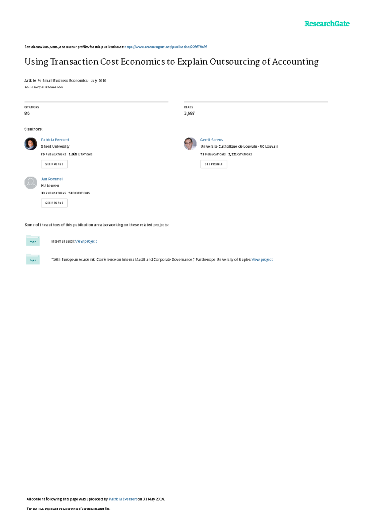 2010 . Using Transaction Cost in Economics to Explain Outsourcing of ...