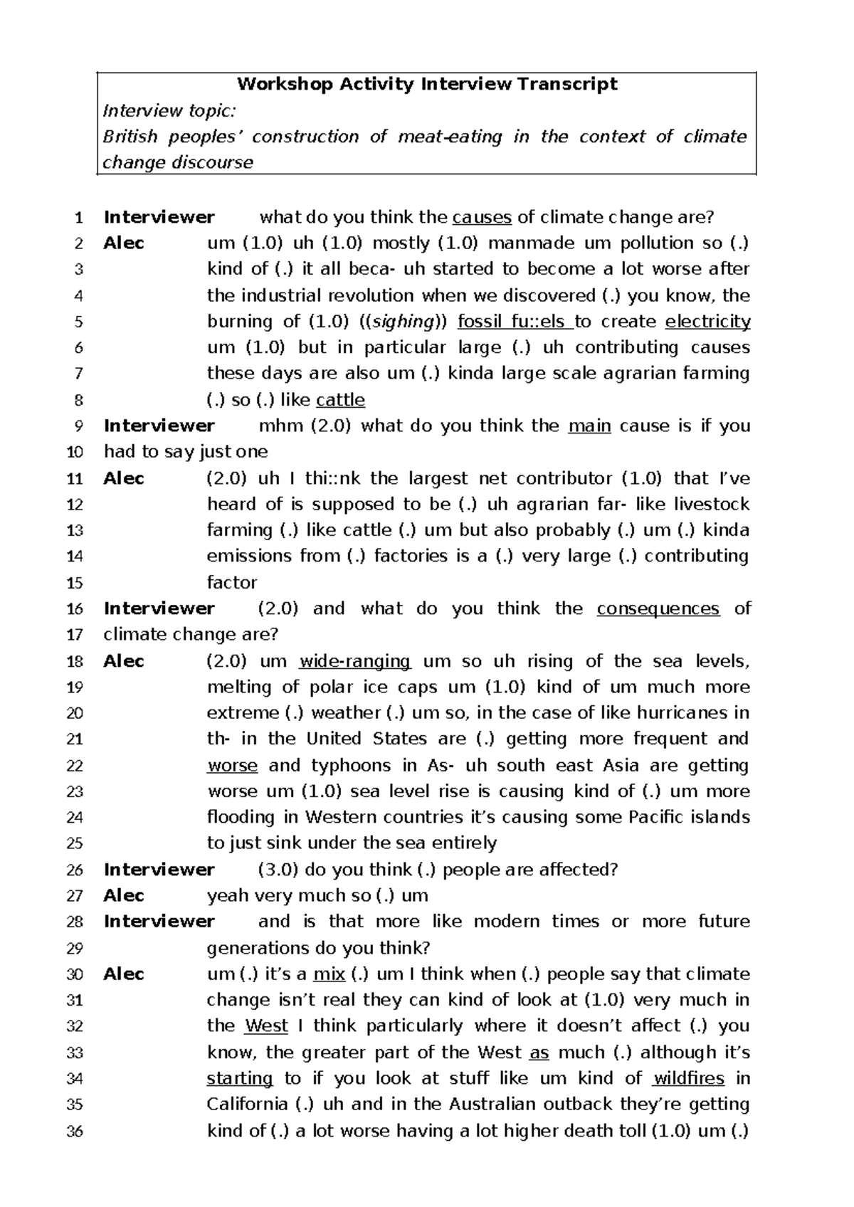 Workshop Activity Interview Transcript - Workshop Activity Interview ...
