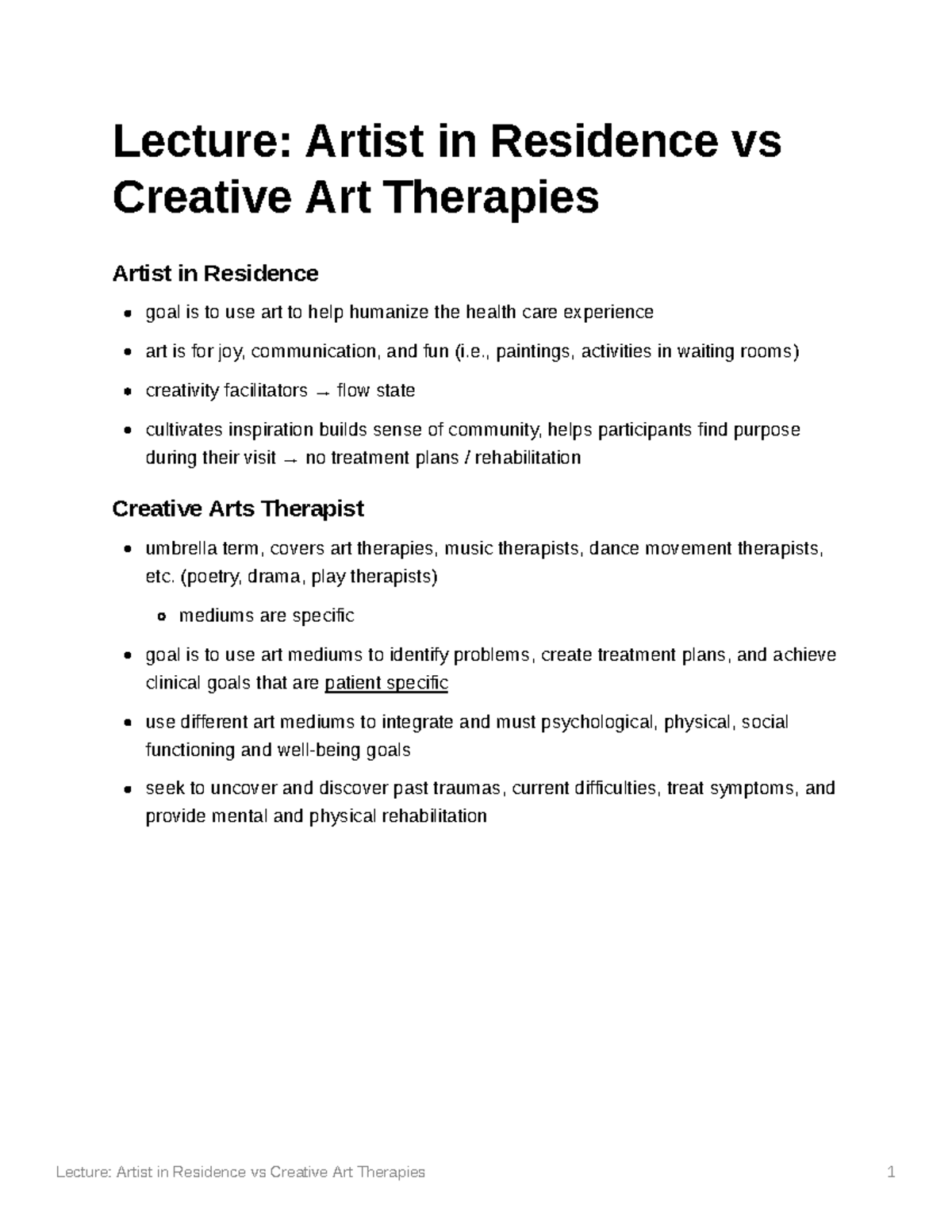 Lecture- Artist in Residence vs Creative Art Therapies - , paintings ...