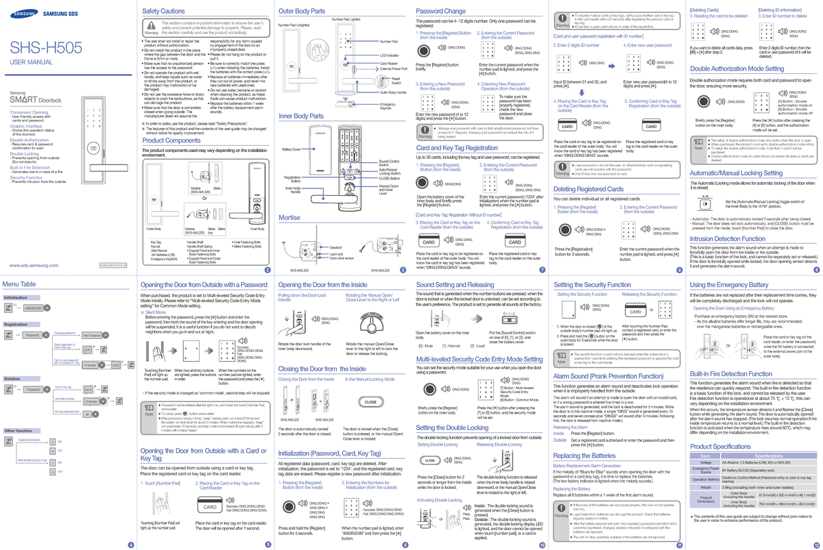 SHS-H505 Manual - SHS-H sds.samsung GC68-02070A ED: 64&3 ."/6"- Convenient Opening - Studocu