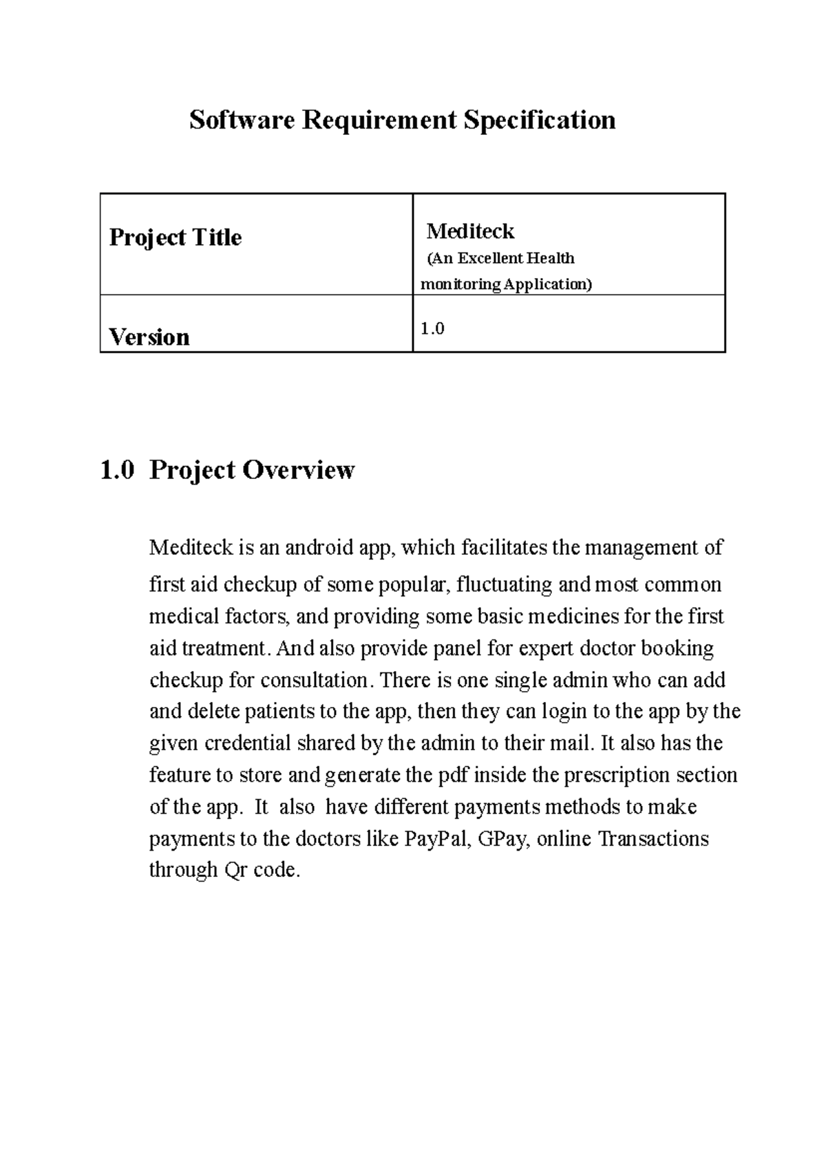 Foodie SRS - edfghjk - Software Requirement Specification Project Title ...