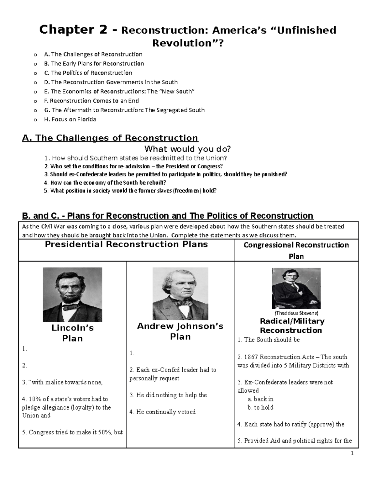 US Ch 02 PP Notes WS Reconstruction - Chapter 2 - Reconstruction ...