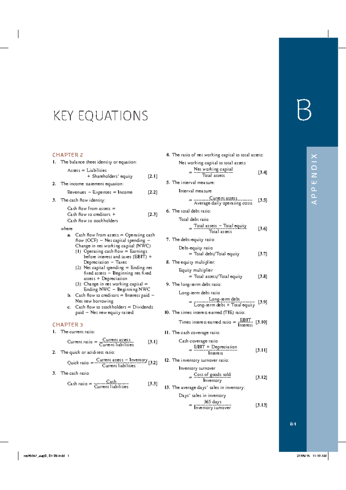 FINA1310 2021-2022 Spring formula sheet - B ####### APPENDIX B- CHAPTER ...