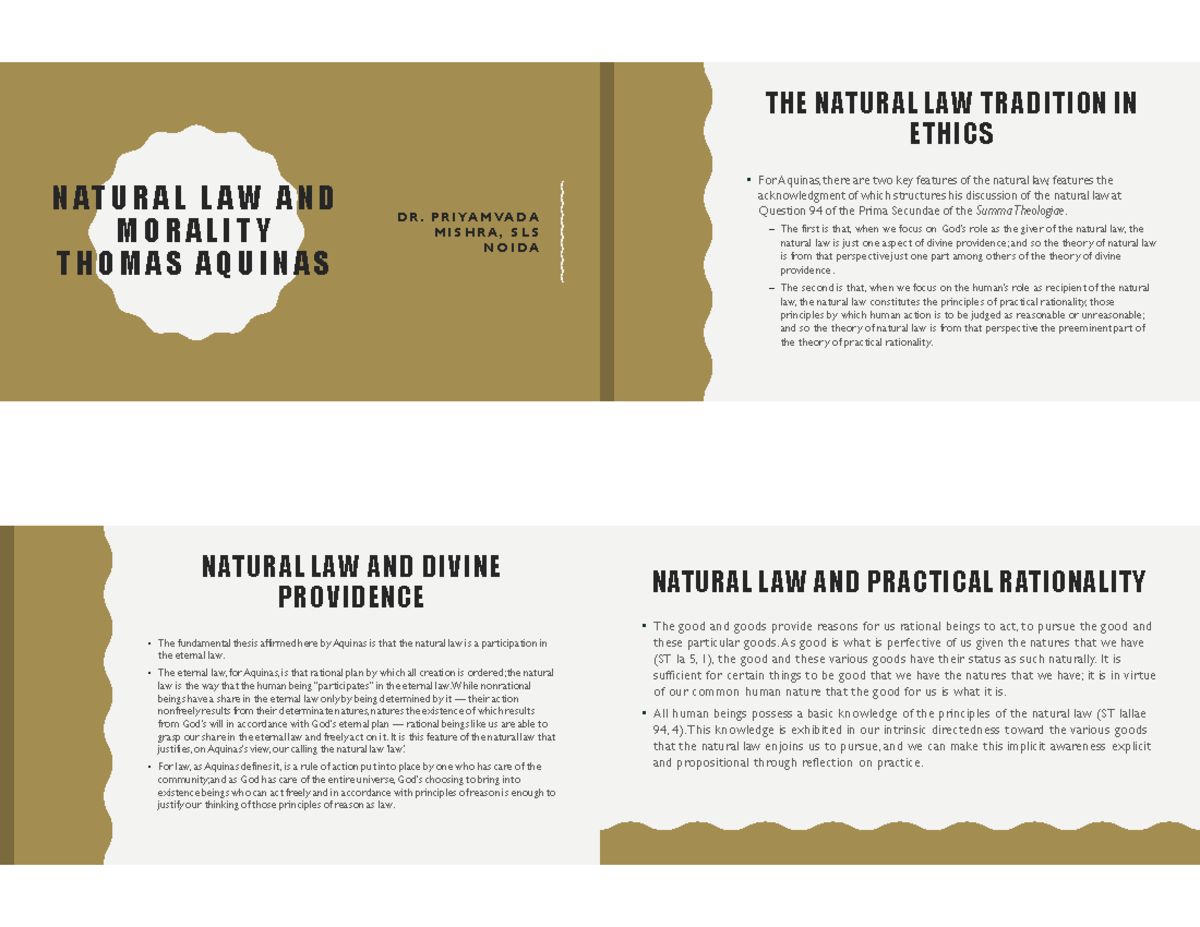 Unit 2 Natural Law and Morality Thomas Aquinas - N AT U R A L L A W A N ...
