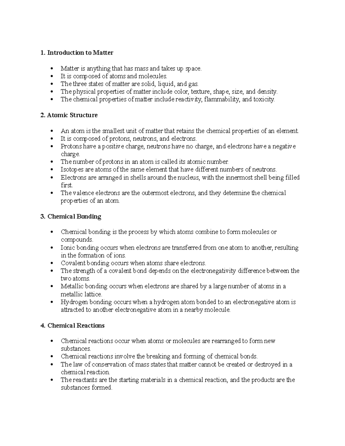 Chem 11 Notes - Matter + practice questions - 1. Introduction to Matter ...