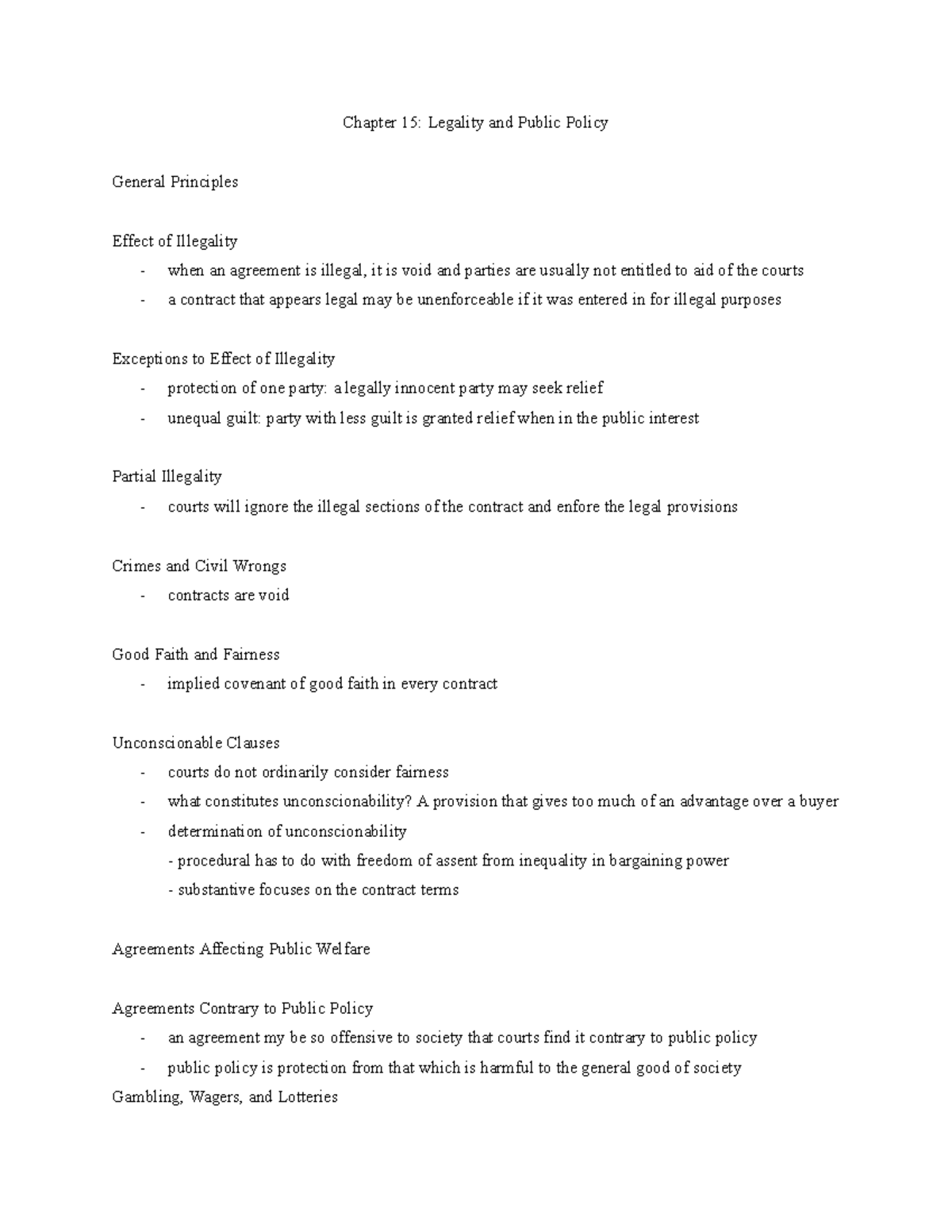 (Chap 15) Legality and Public Policy - Chapter 15: Legality and Public ...