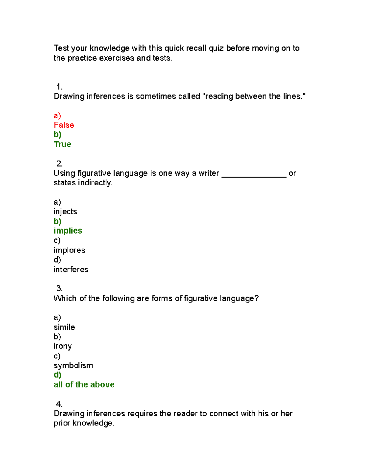 Inference - Test your knowledge with this quick recall quiz before ...