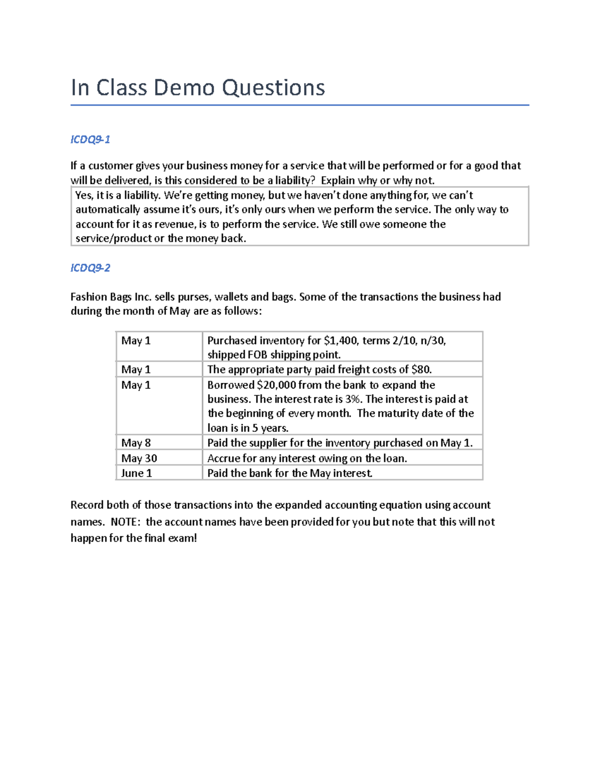 Chapter 9 - In Class Demo Questions - W2023 - In Class Demo Questions ...