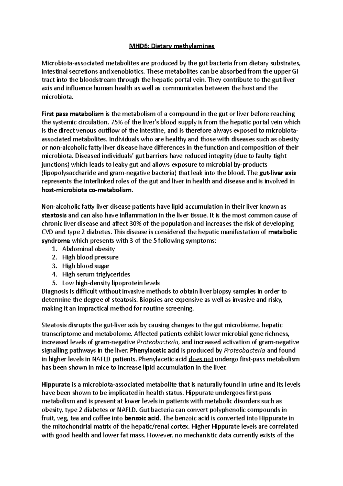 MHD6 Dietary Methylamines - MHD6: Dietary methylamines Microbiota ...