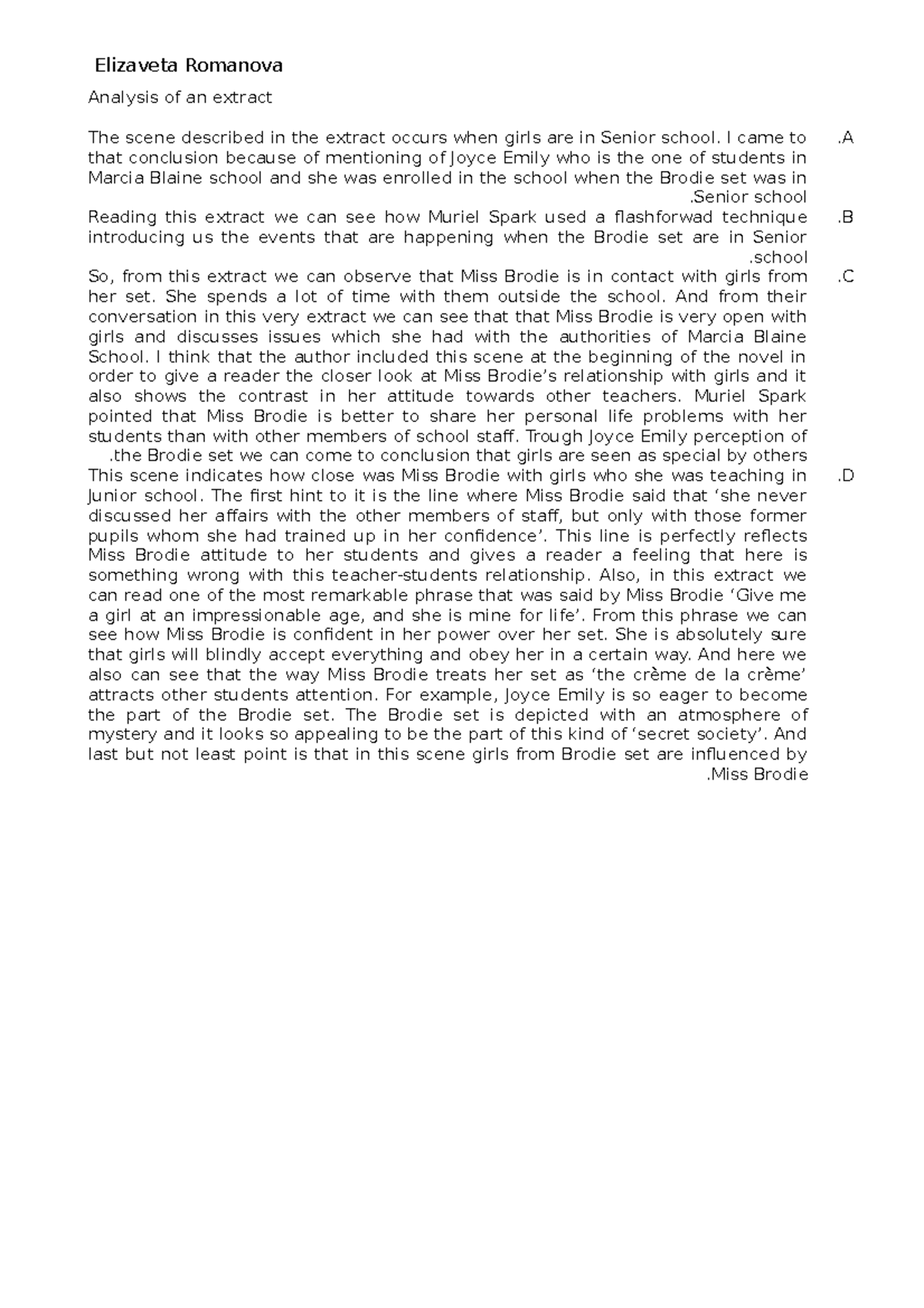 Analysis of an extract - Elizaveta Romanova Analysis of an extract The ...