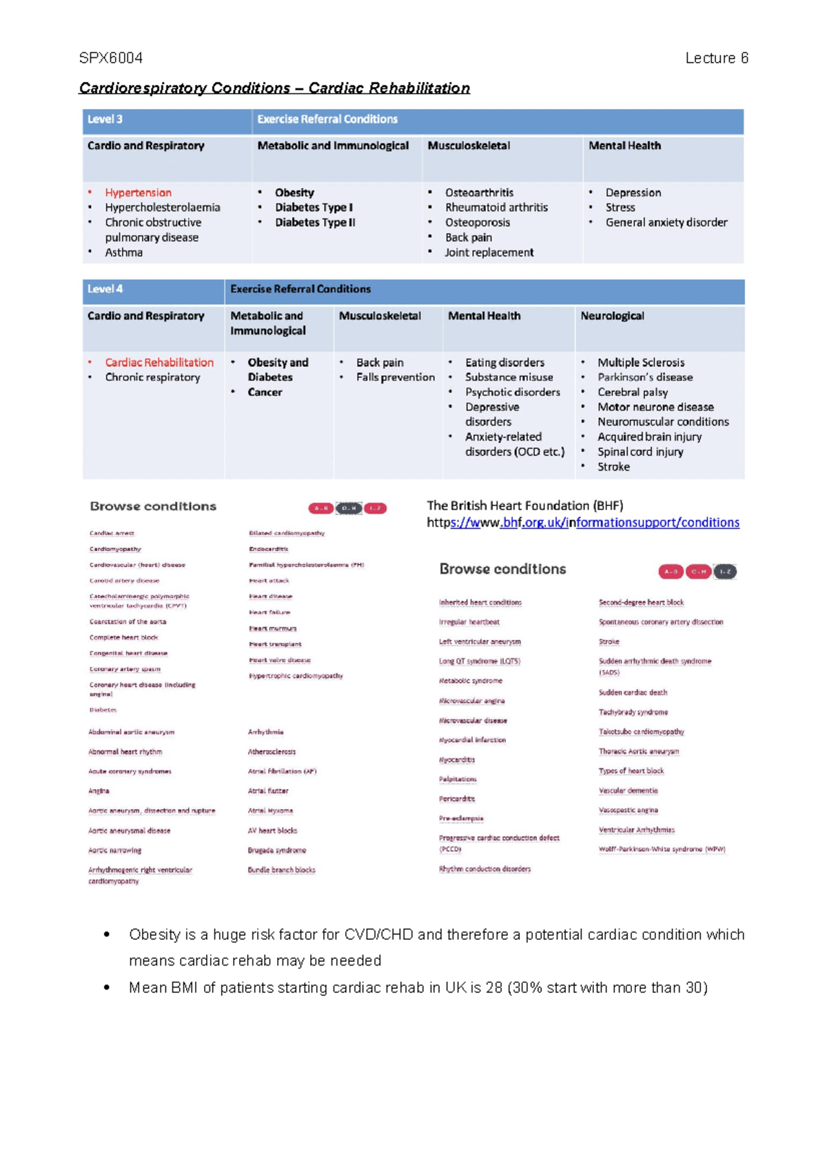 L6 - Cardiorespiratory Conditions - Cardiac Rehabilitation ...