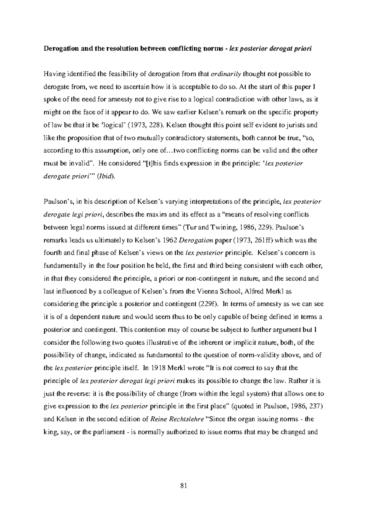 Accountability FOR Amnesty 21 - Derogation and the resolution between ...