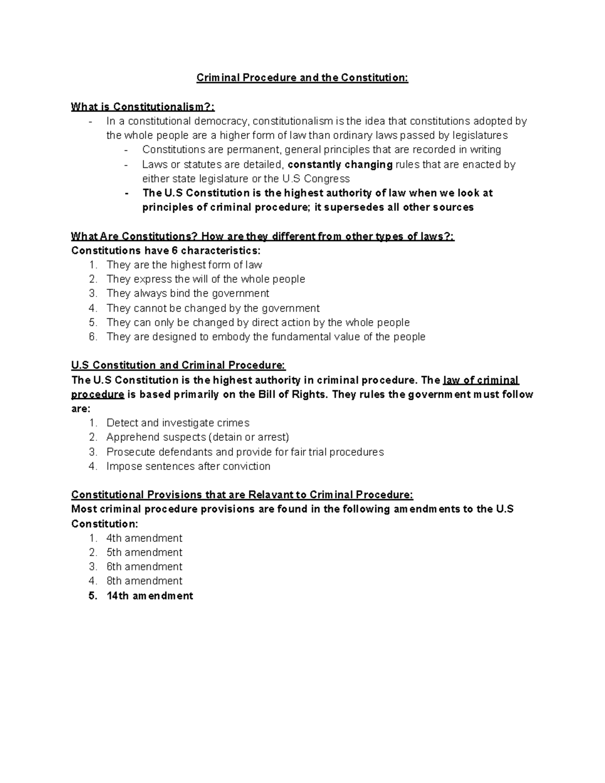 Chapter 2 Crim Procedure - Criminal Procedure and the Constitution ...